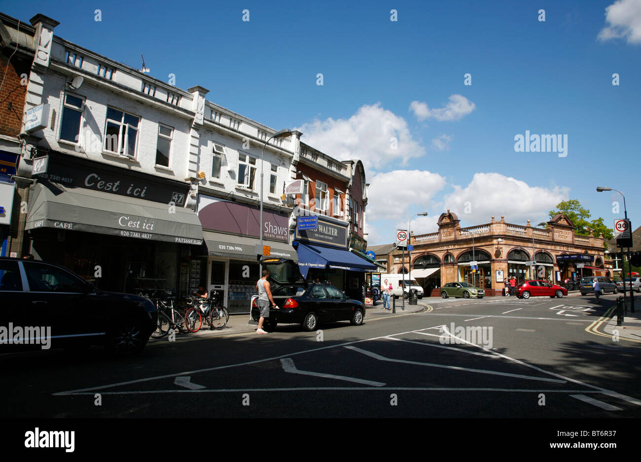 Looking down Palliser Road to Barons Court tube station, Barons Court ...