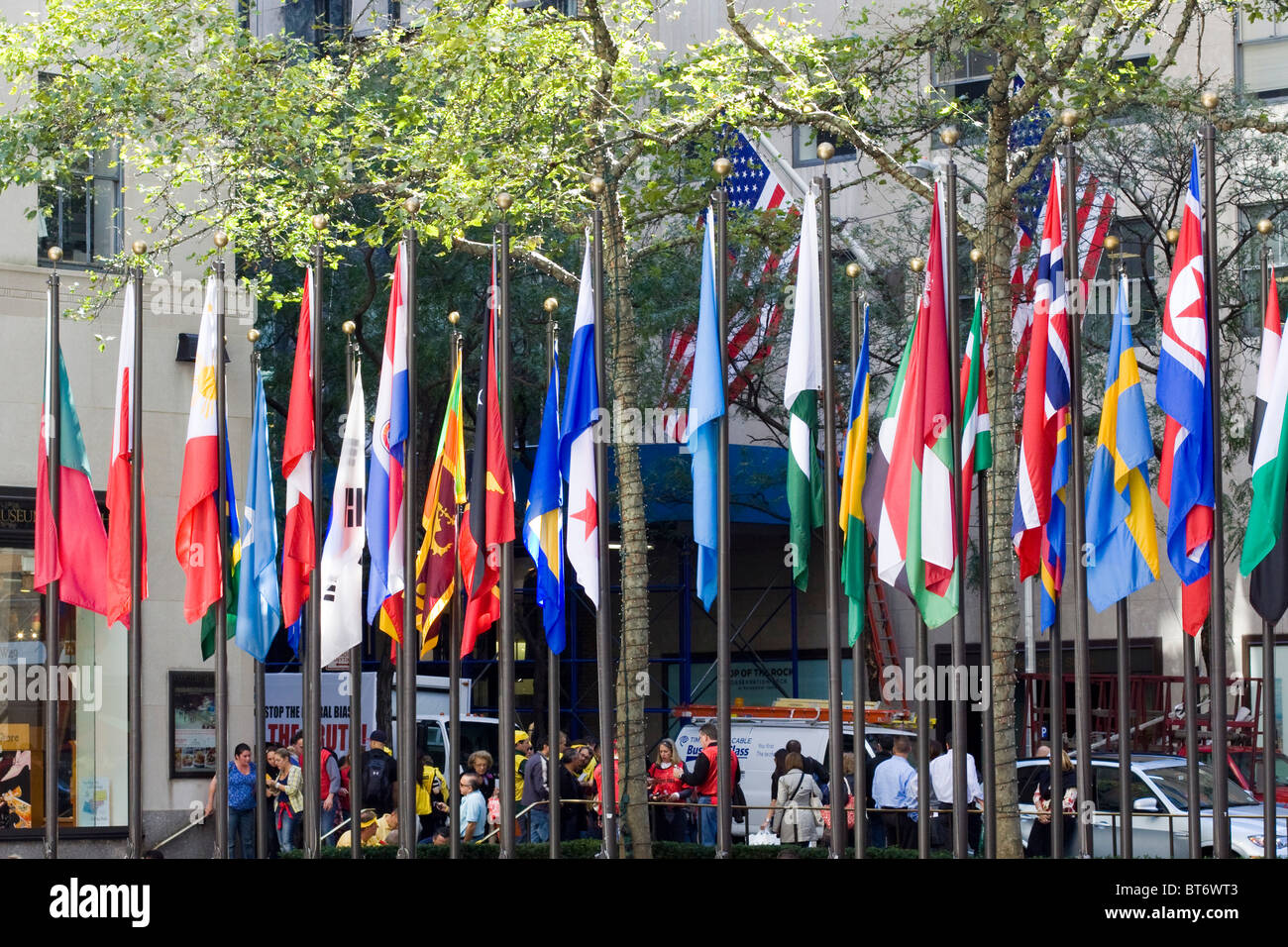Rockefeller Center Flags New York City Stock Photo - Alamy