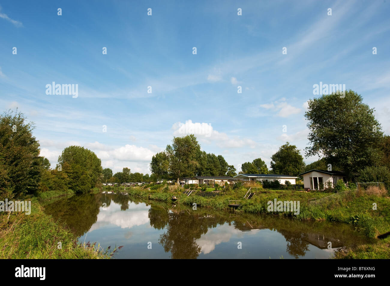 Park with new residence homes for recreational purpose near the river ...