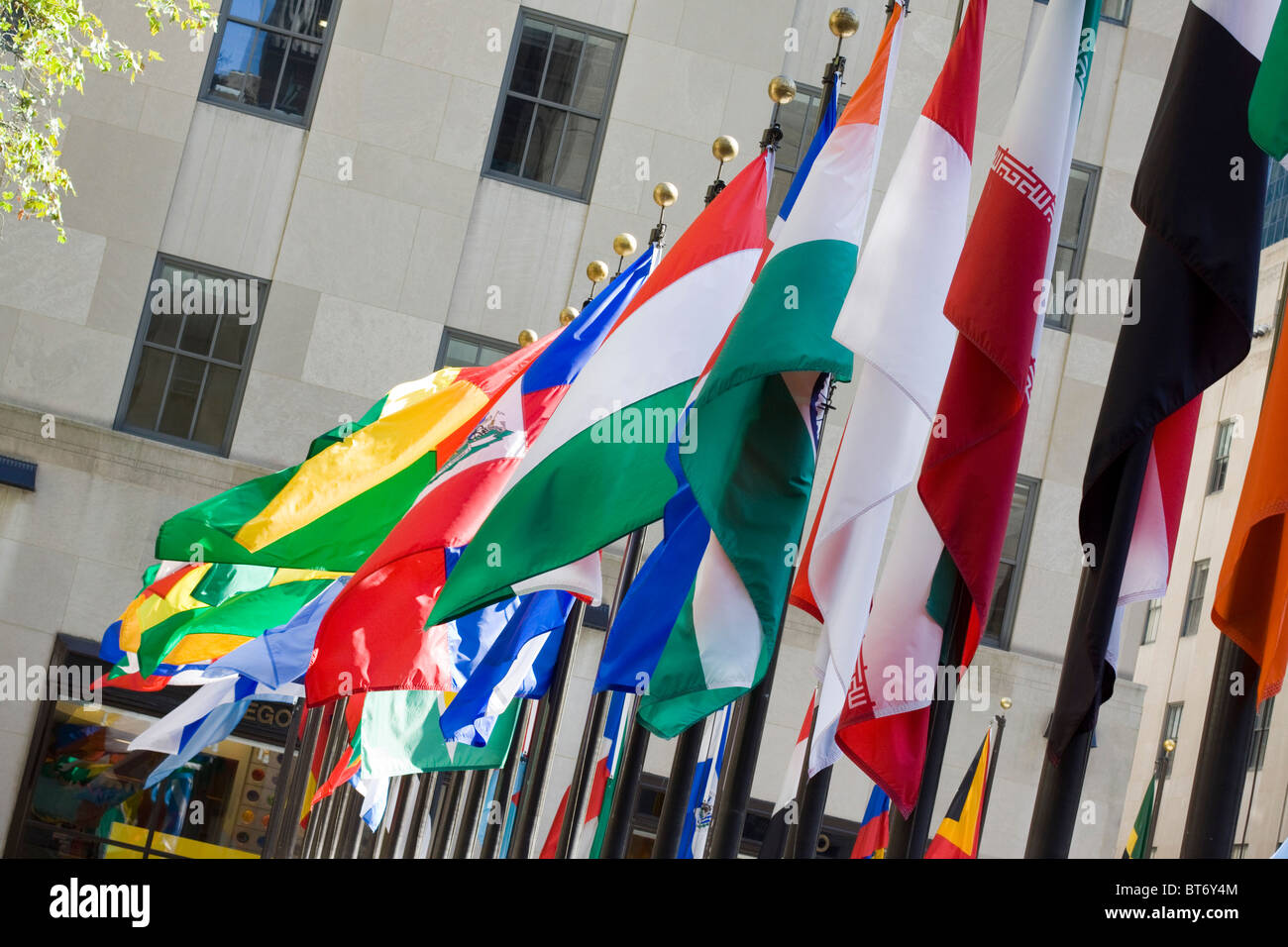 Rockefeller Center Flags New York City Stock Photo - Alamy