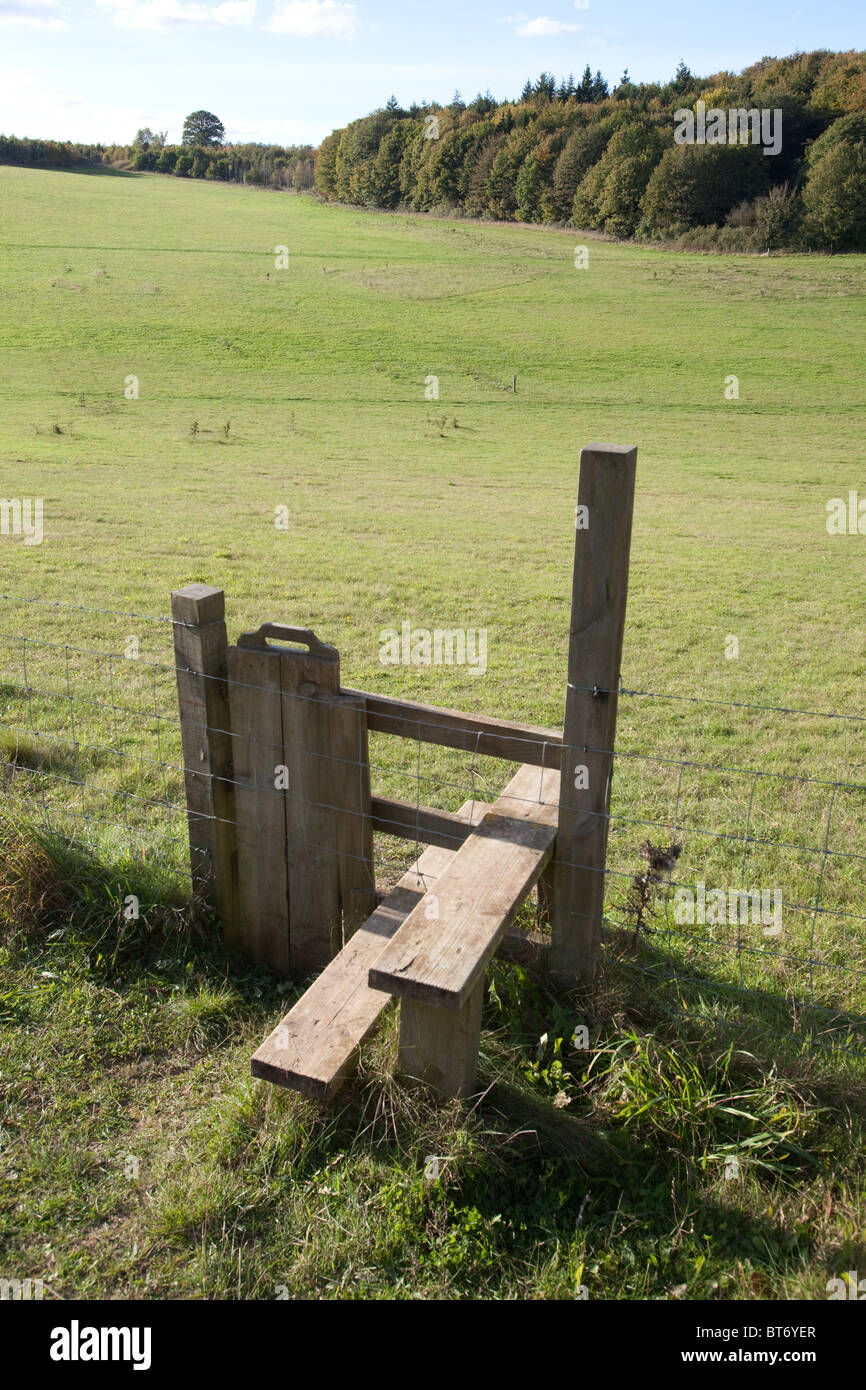 A stile and footpath, Hampshire, England Stock Photo - Alamy