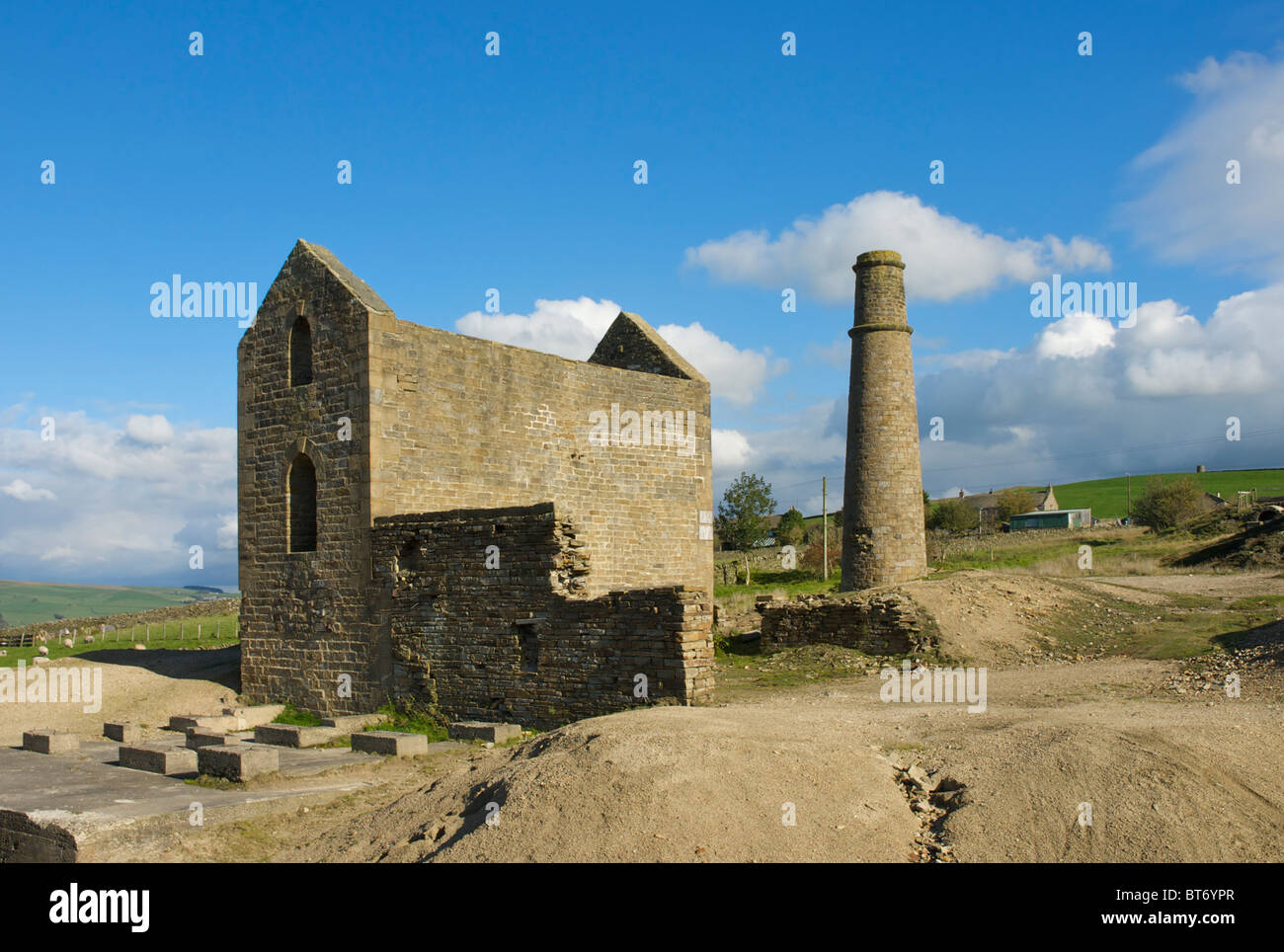 Engine house and chimney of Cononley Lead Mine, North Yorkshire ...
