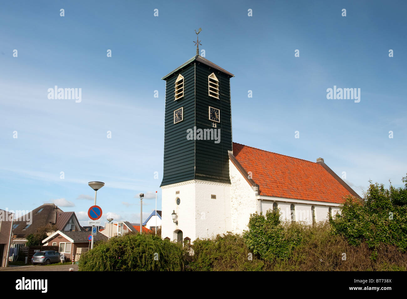 Typical Dutch church in coast village Callantsoog Stock Photo - Alamy