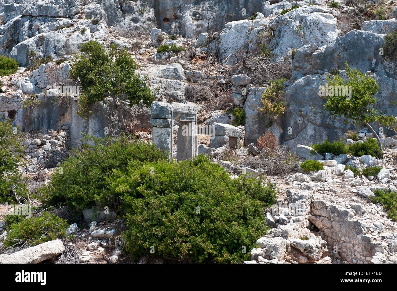 Lycian ruins at Kekova in Turkey. Kekova is known as the sunken city ...