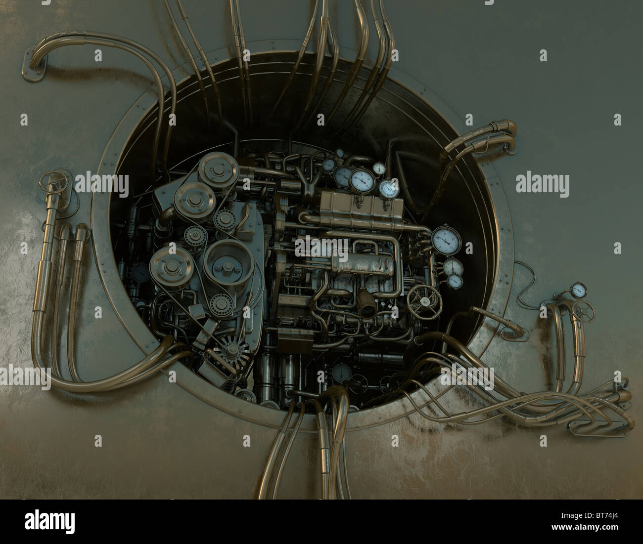 Steampunk image with engine Stock Photo - Alamy