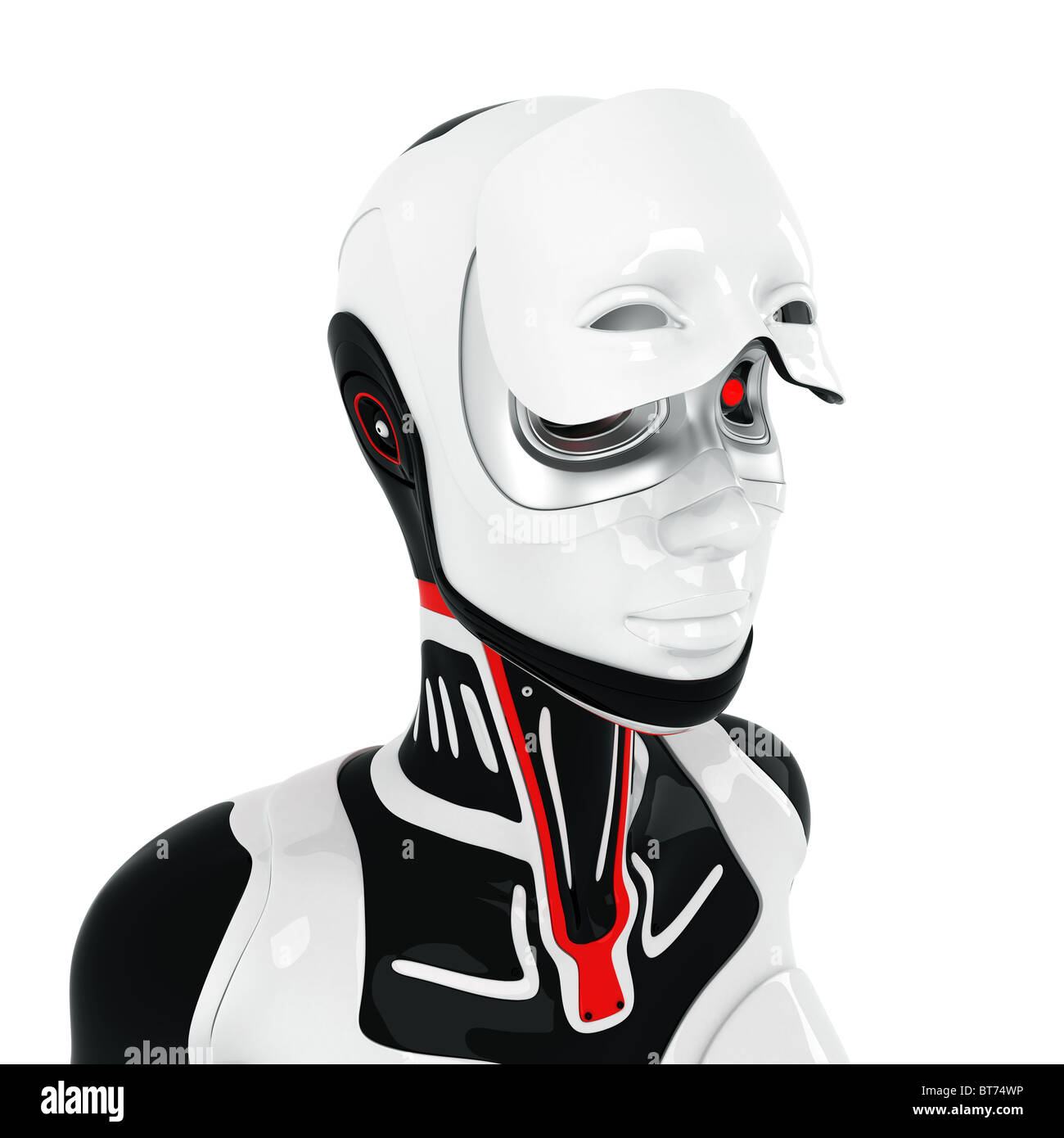 Surreal robot with opened visor Stock Photo - Alamy