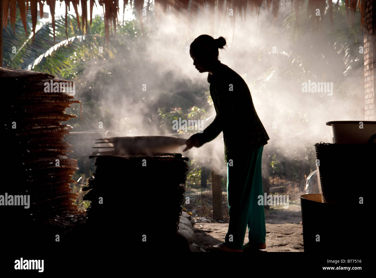 Rice paper factory worker Stock Photo - Alamy