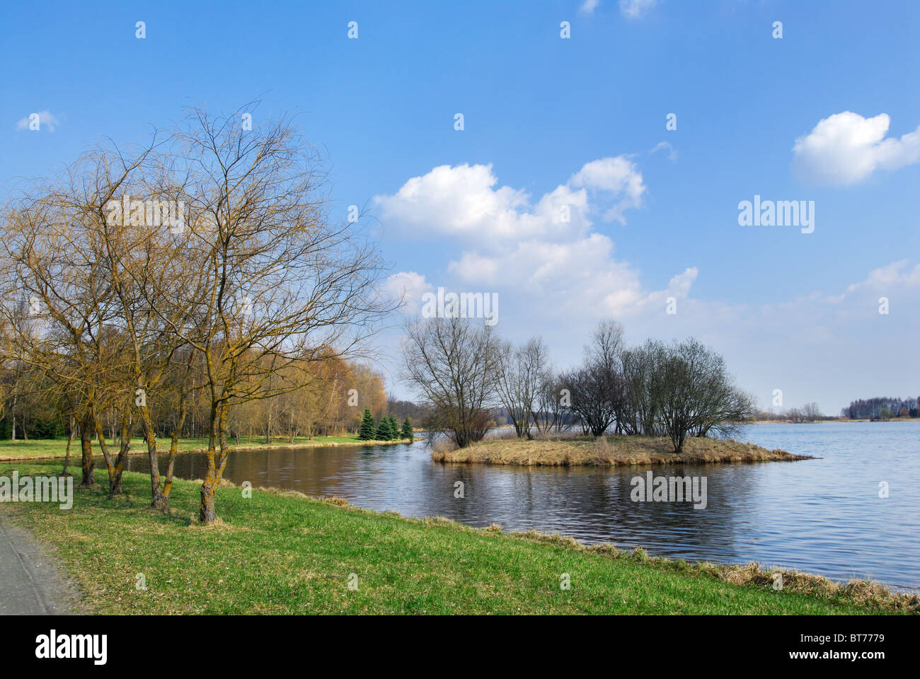 The shore of the lake in spring Stock Photo - Alamy