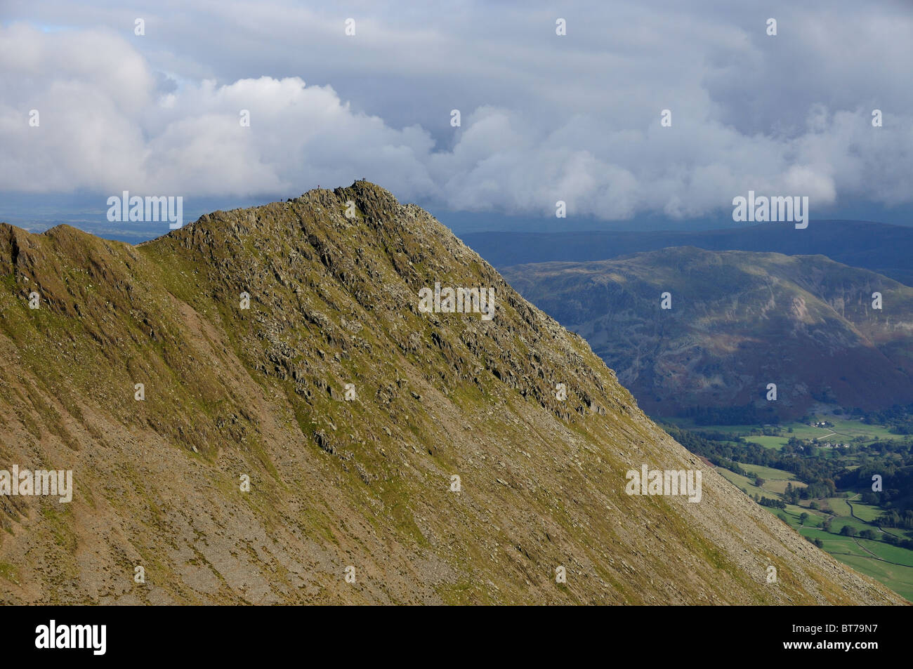 Striding Edge, mountain ridge on Helvellyn in the English Lake District ...