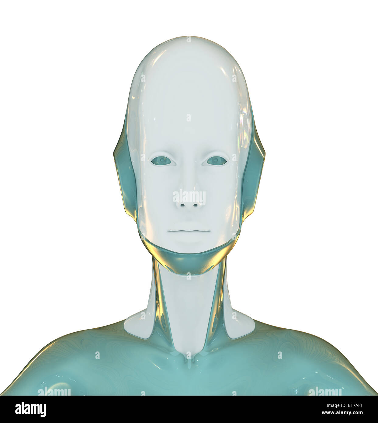 Robotic blue head isolated on white Stock Photo - Alamy