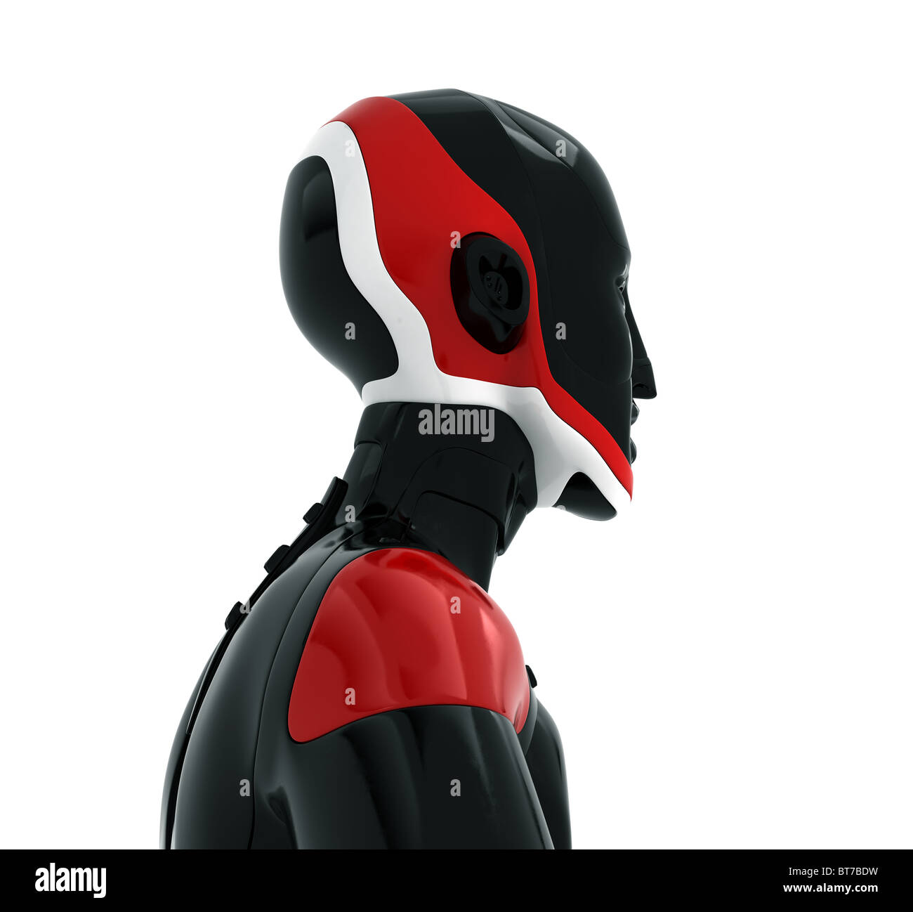 Unusual cyborg in black-white-red colors isolated on white Stock Photo ...