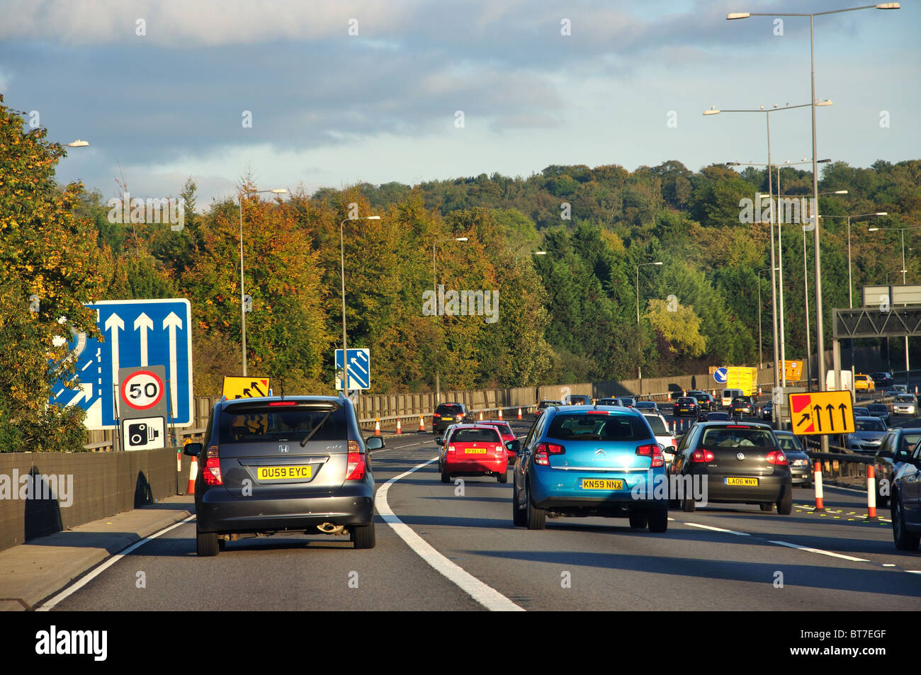 Roadworks on M40 Motorway, Buckinghamshire, England, United Kingdom ...