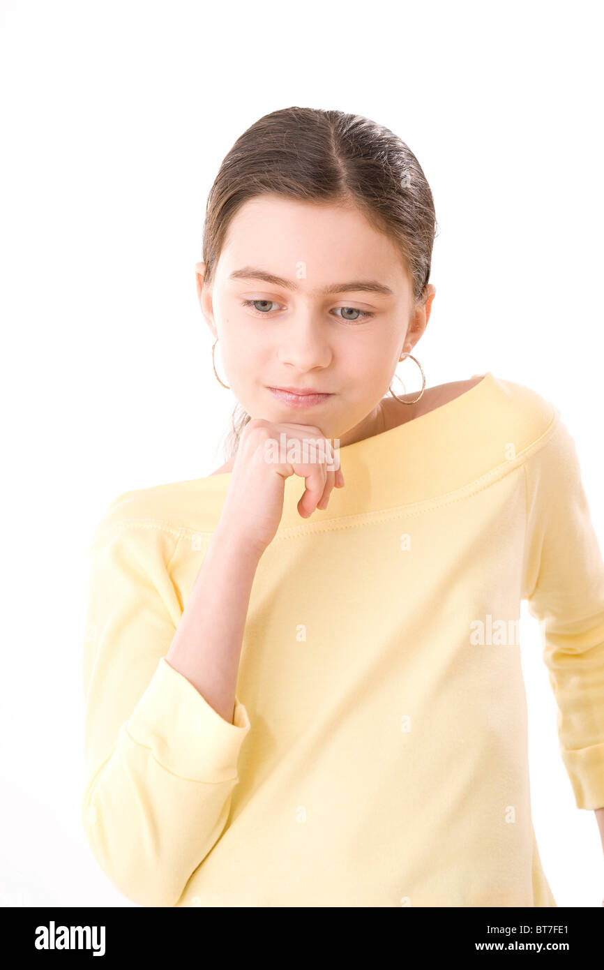 Portrait of a pensive girl Stock Photo - Alamy