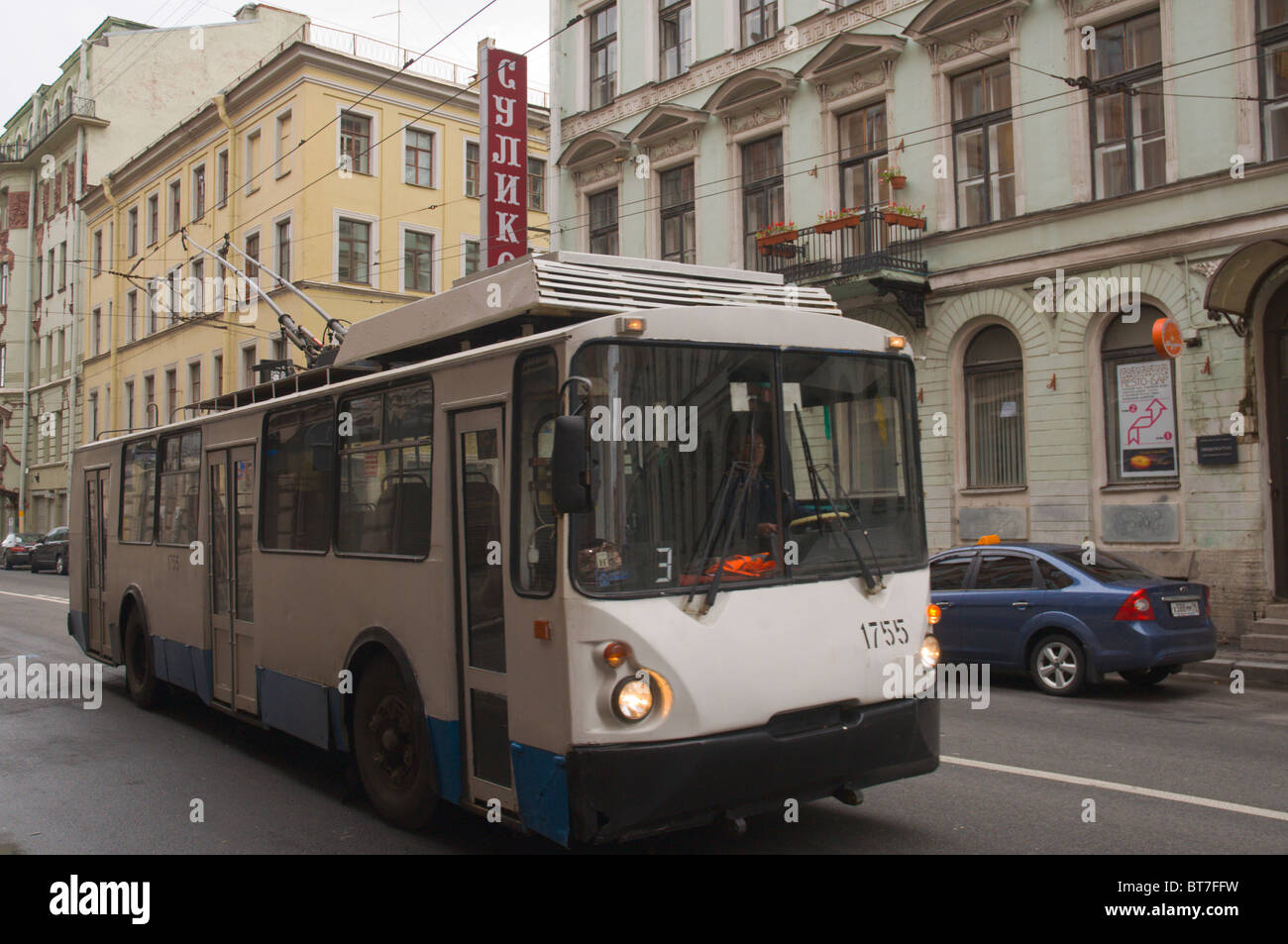 Trolley bus on Kazanskaya ulitsa street central St Petersburg Russia ...