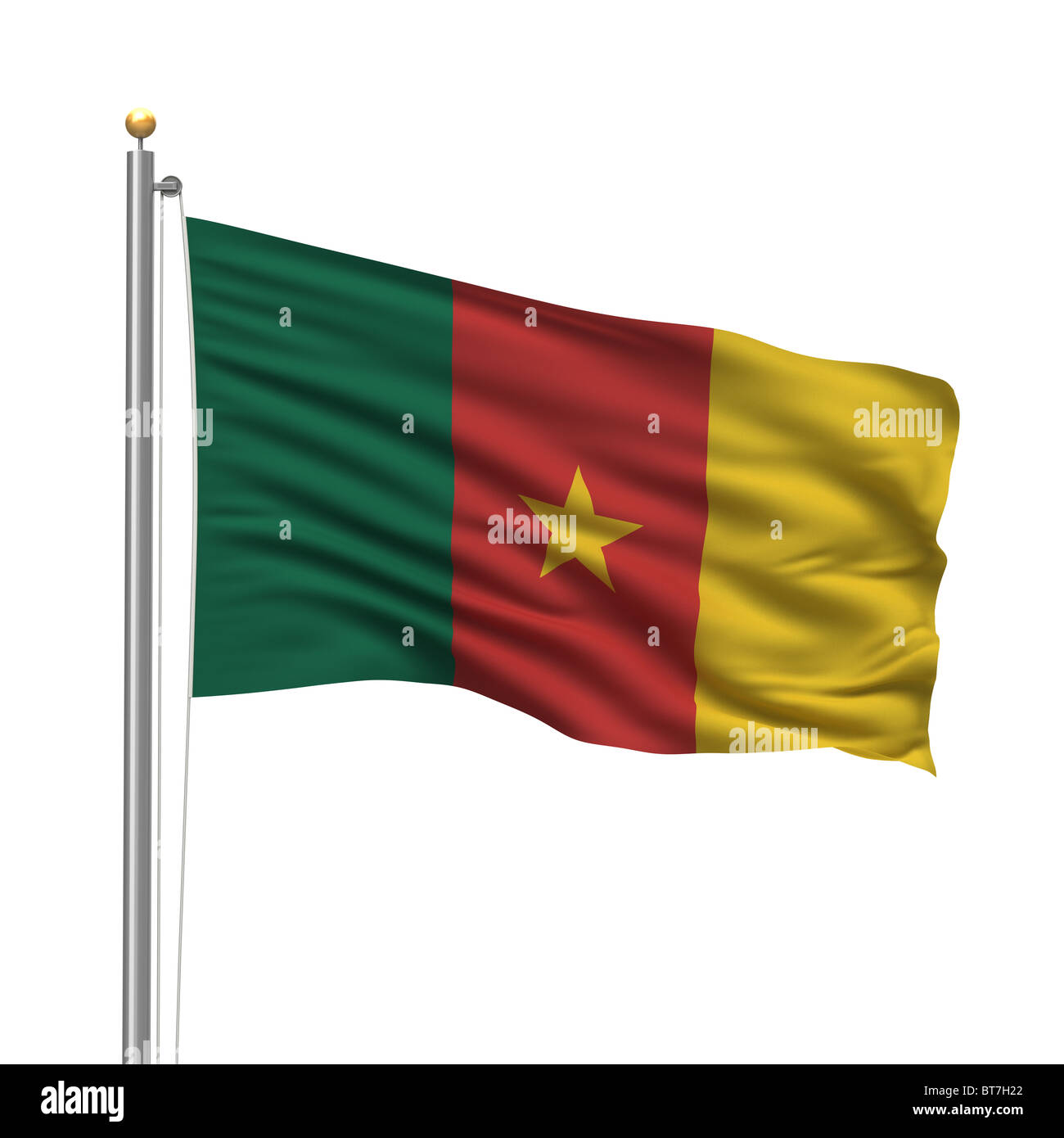 Cameroon waving flag national Cut Out Stock Images & Pictures - Alamy
