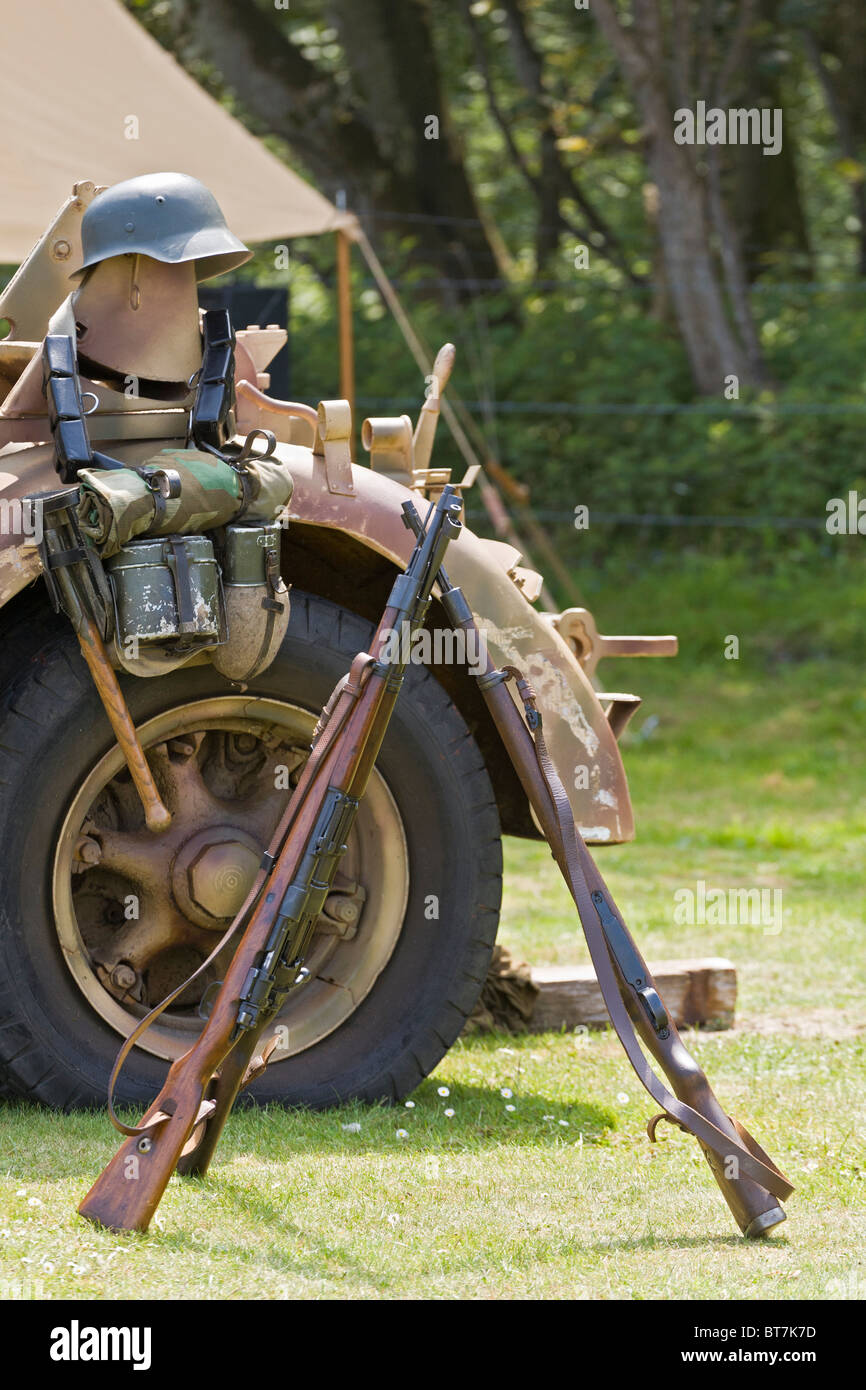 Collection of assorted WWII rifles and equipment at the Muckleburgh ...