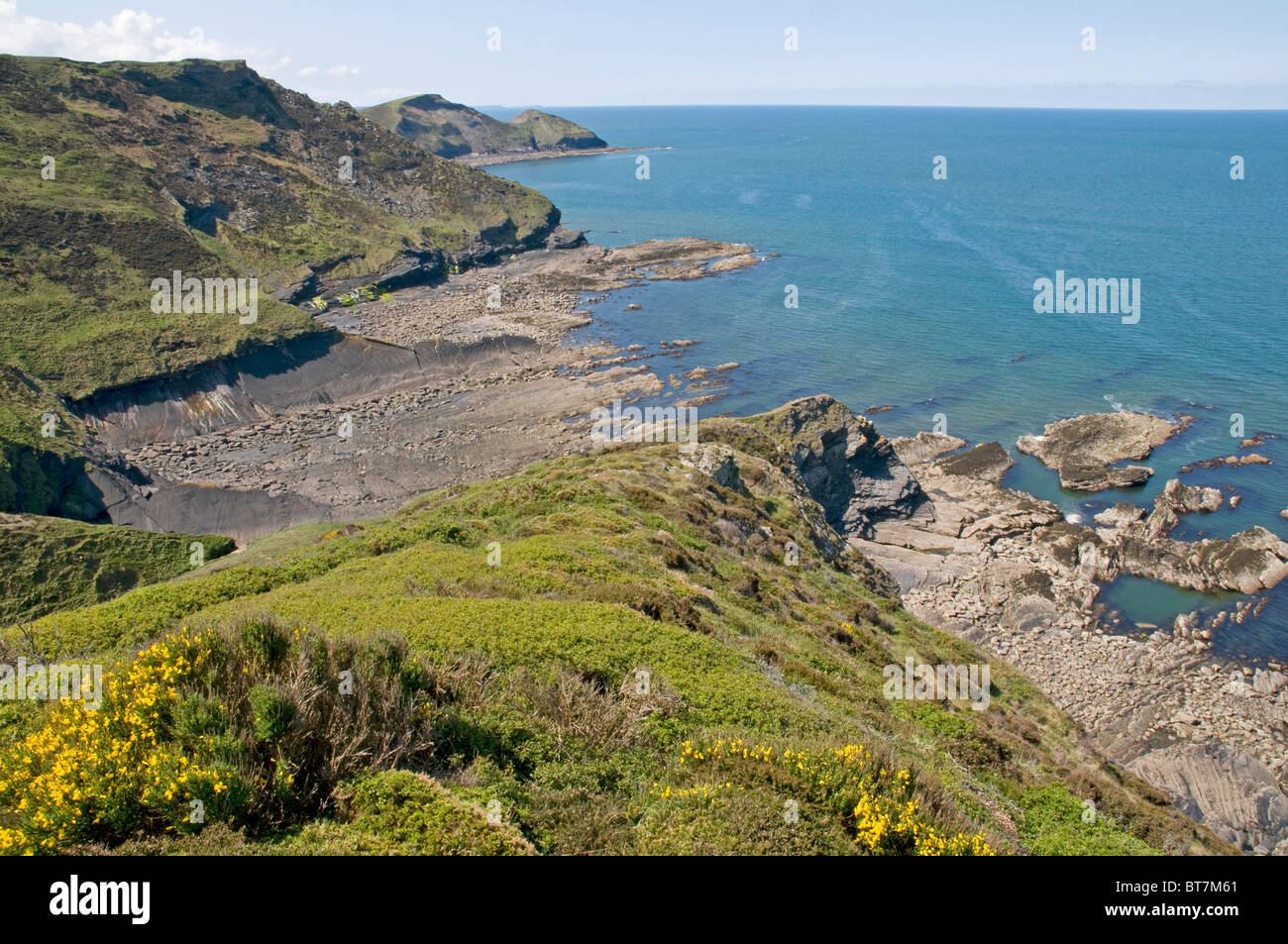 Little Barton Strand on Cornwall's north coast, with the headlands of ...