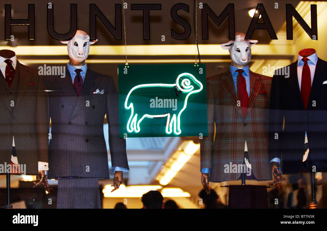A special sheep themed window display at a tailors on Savile Row during ...
