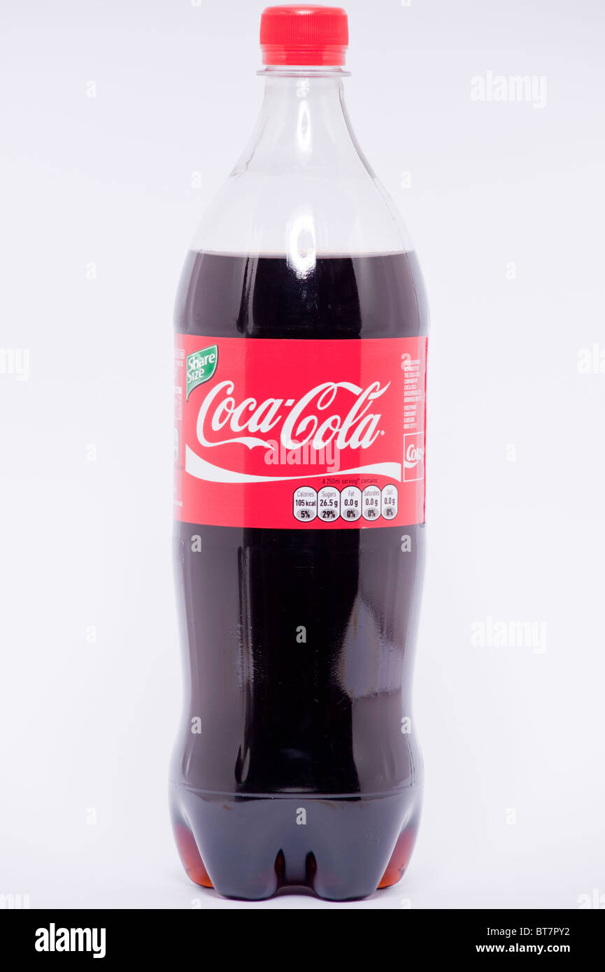 A close up photo of a bottle of Coca Cola coke drink against a white ...