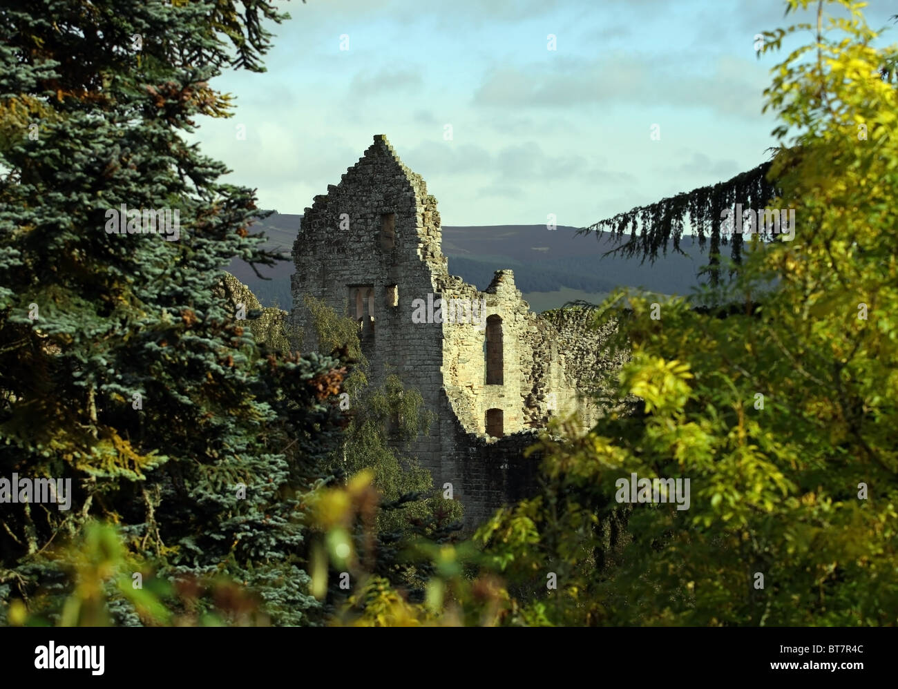 The ruins of the historic KIldrummy Castle seen from the KIldrummy ...