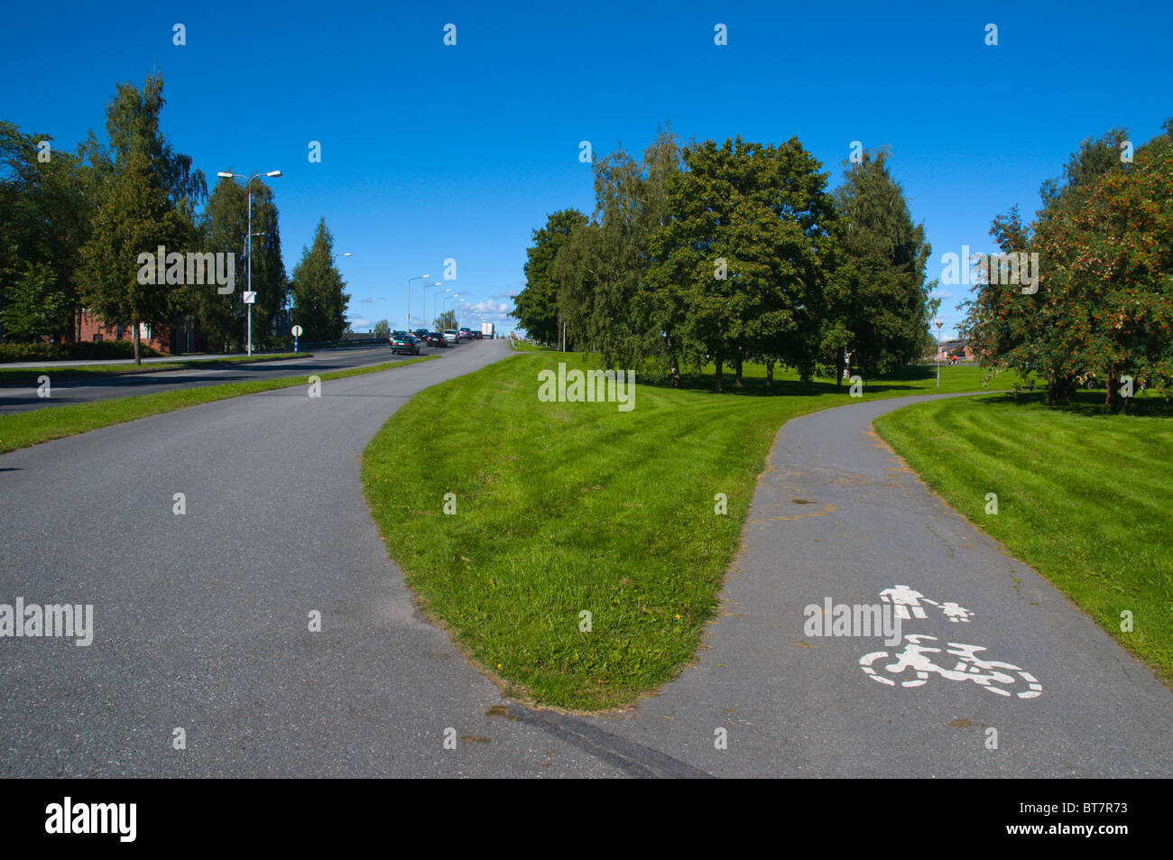 Bicycle lanes Pori western Finland Europe Stock Photo - Alamy