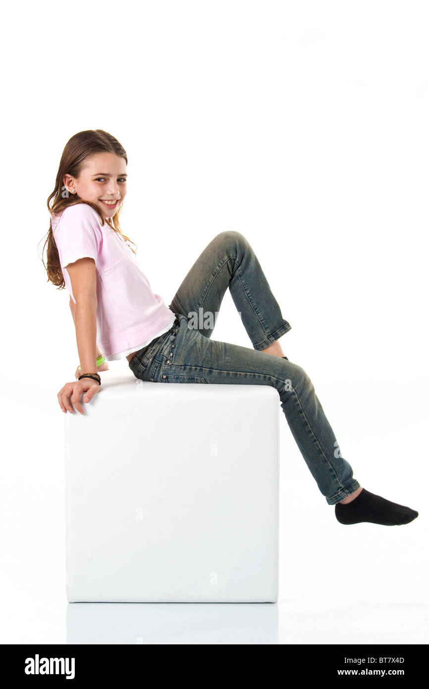 Beautiful girl isolated on white background Stock Photo - Alamy