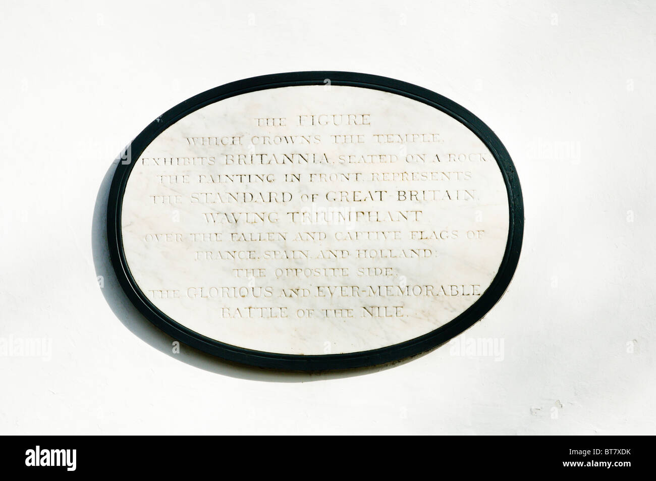 Dedication plaque on the Naval Temple near Monmouth Stock Photo - Alamy