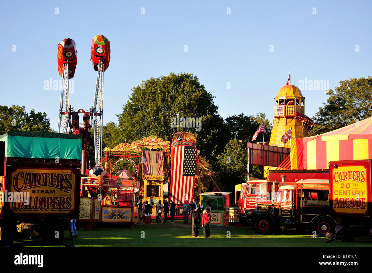 'Dive Bomber' and 'Lighthouse Slip' rides, Carters Steam Fair ...