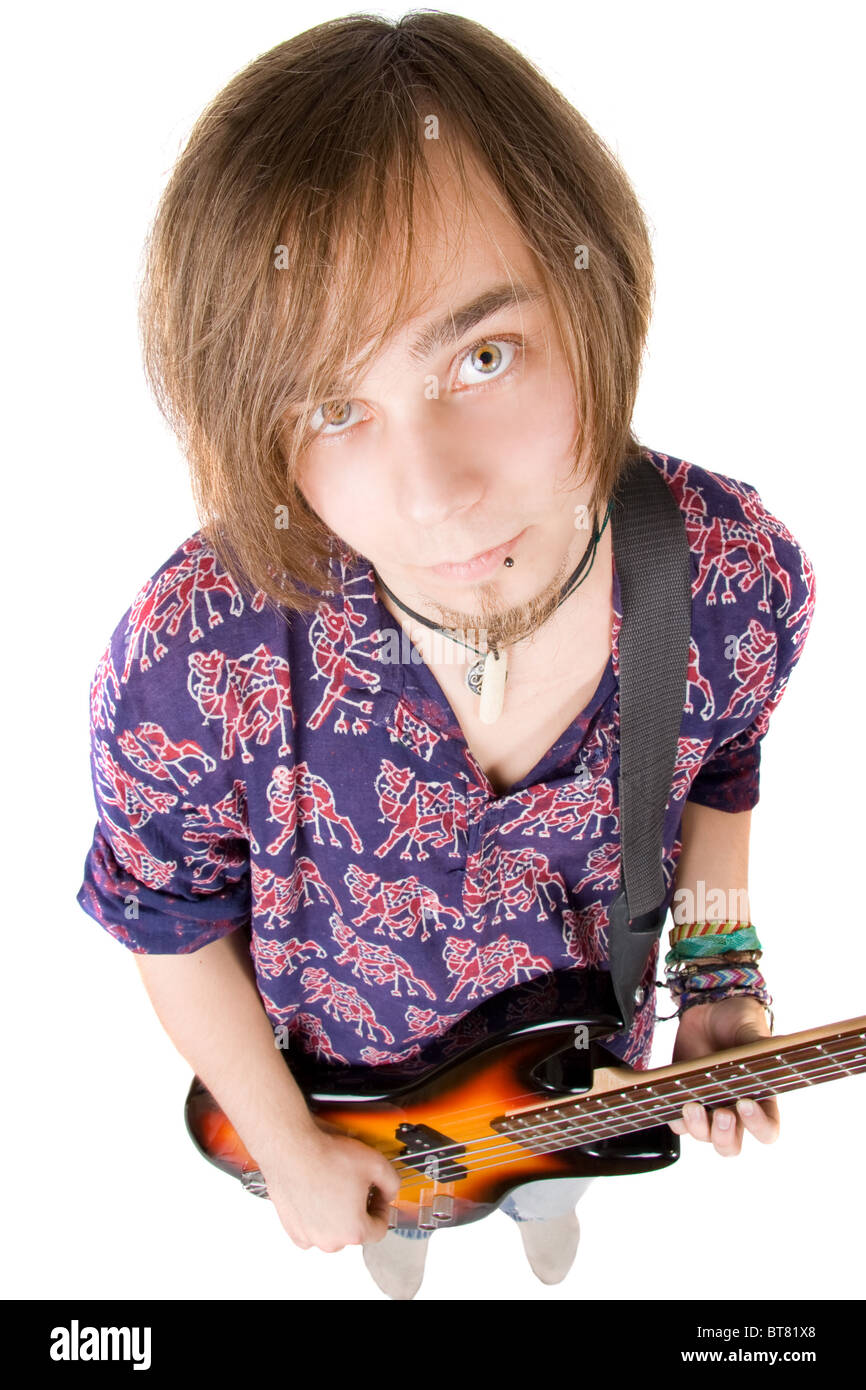 The young man with a guitar, rock music Stock Photo - Alamy