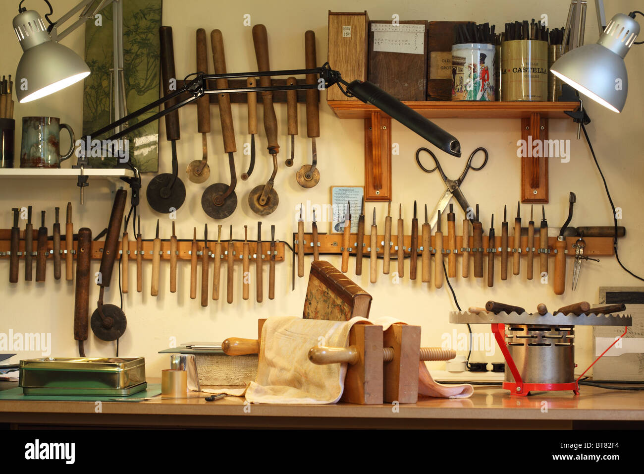 Hand tools for bookbinding hi-res stock photography and images - Alamy