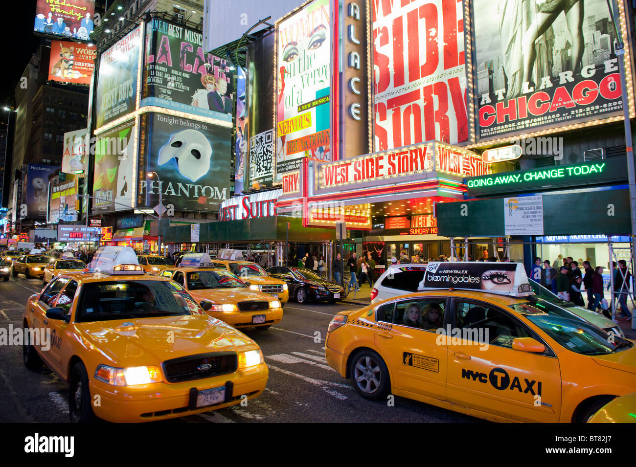 Night view of Times Square on Broadway in Manhattan New York City USA ...