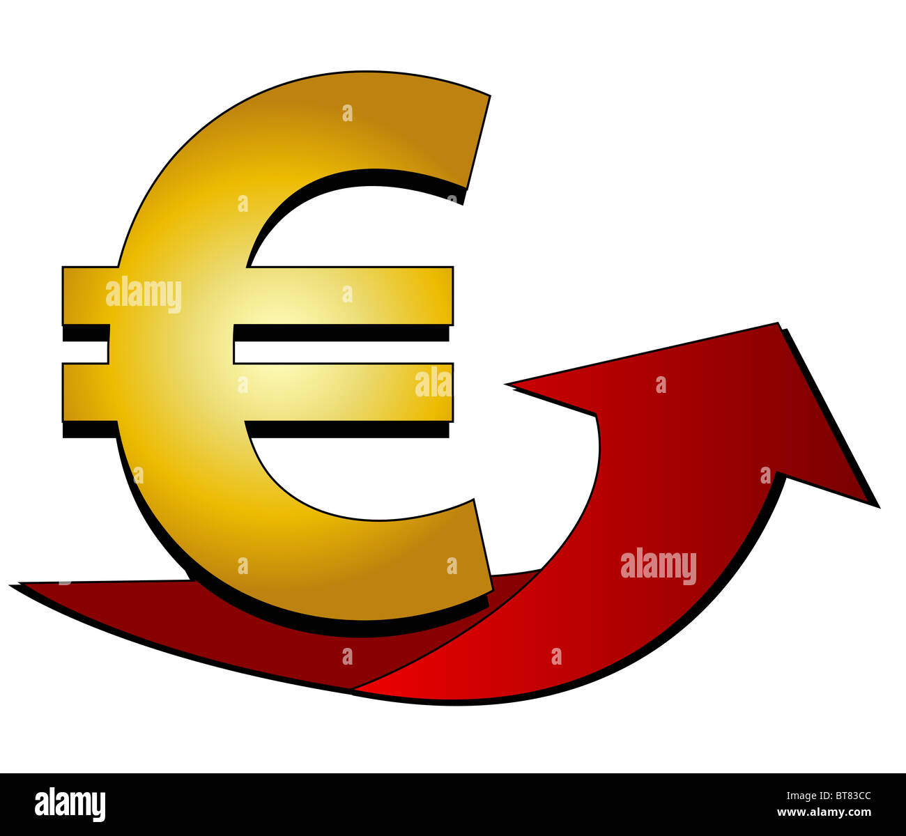 Euro Sign with arrow Stock Photo - Alamy