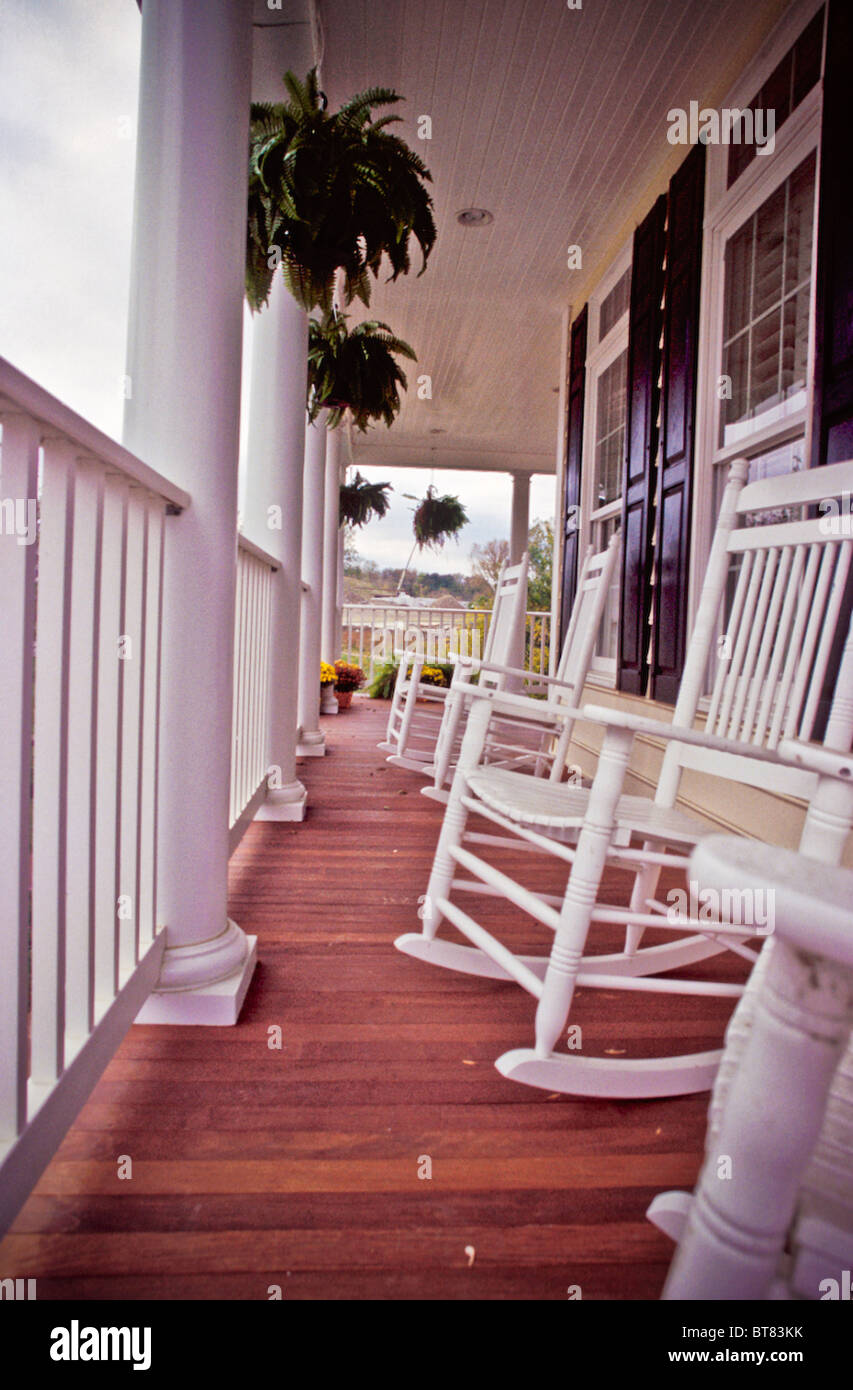 Relaxation area front porch residential house Stock Photo - Alamy