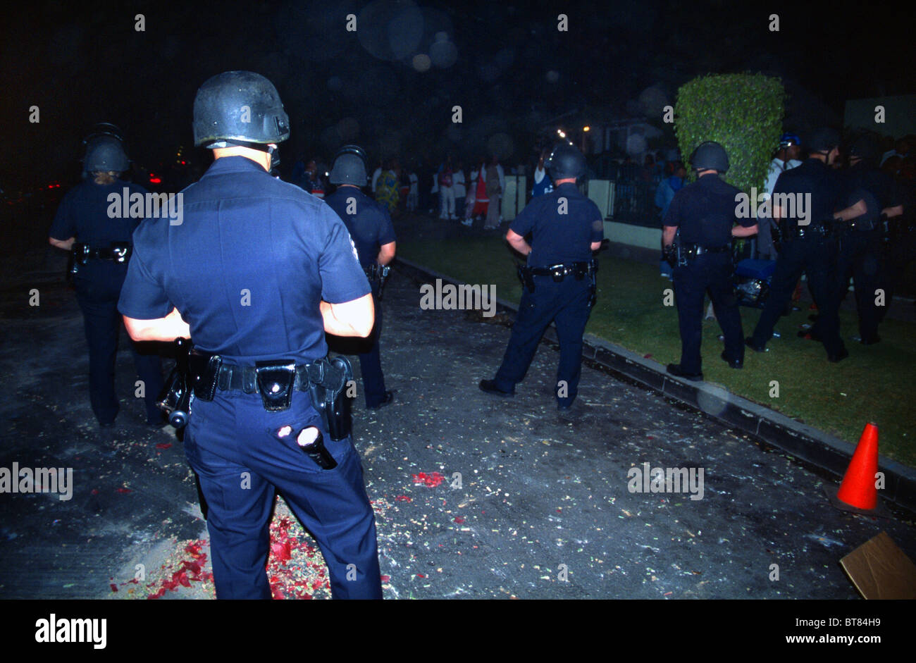 LAPD riot police deal with a disturbance in Compton, South Central, LA ...