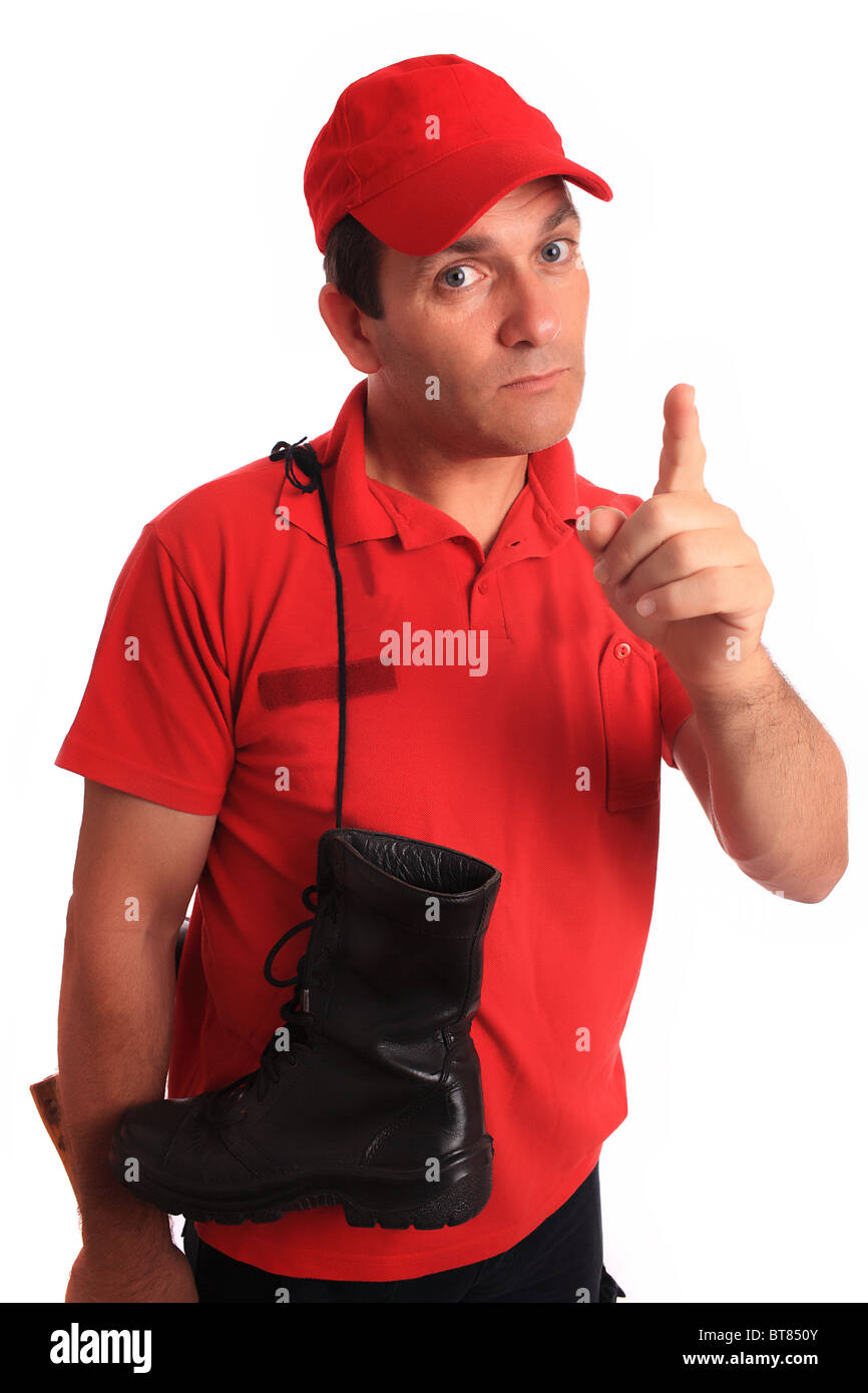 Mature fireman with an imposing expression Stock Photo - Alamy