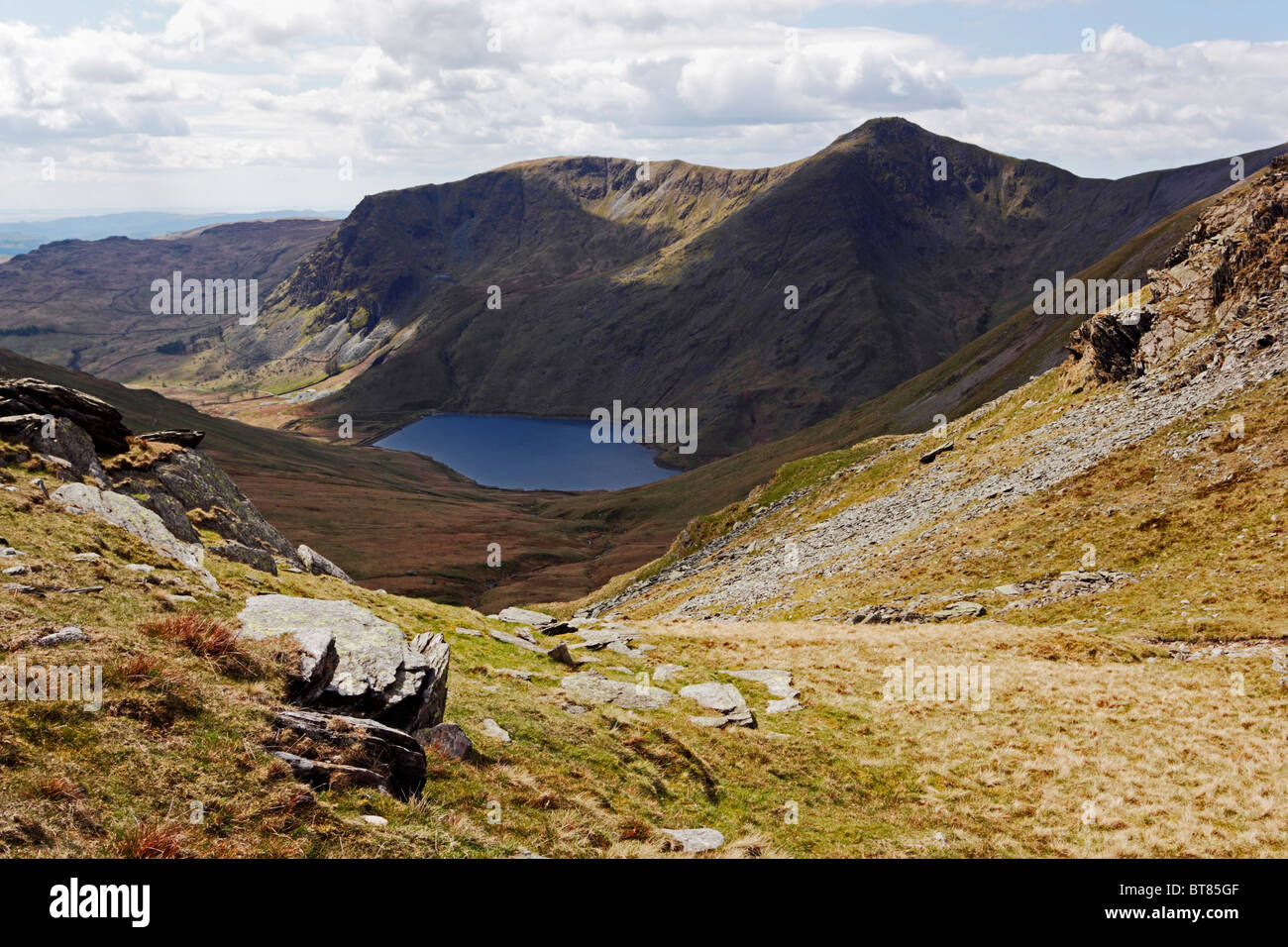 Ill Bell and Kentmere reservoir as seen from Harter Fell, Lake District ...