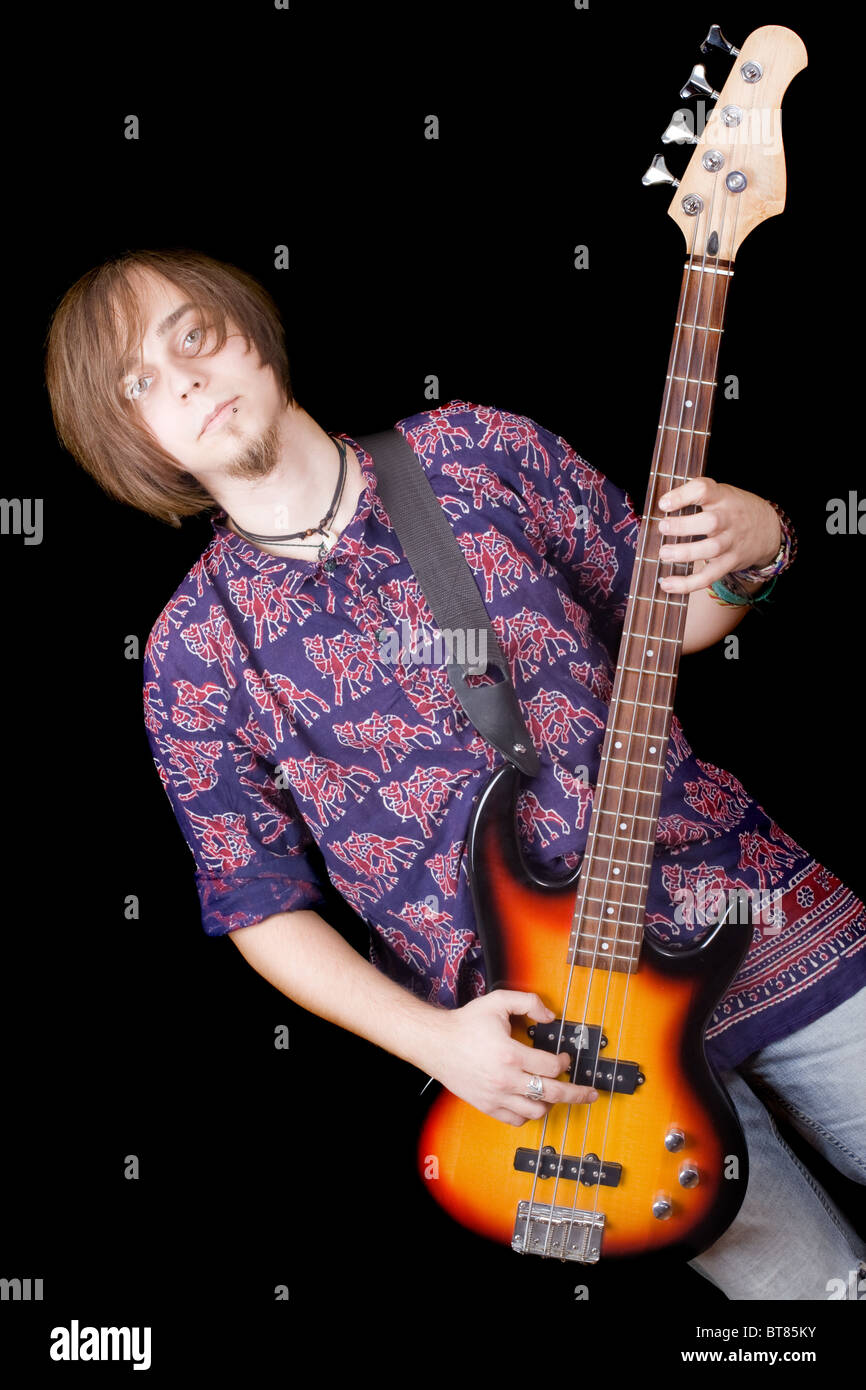 Musician bass guitar posing hi-res stock photography and images - Alamy