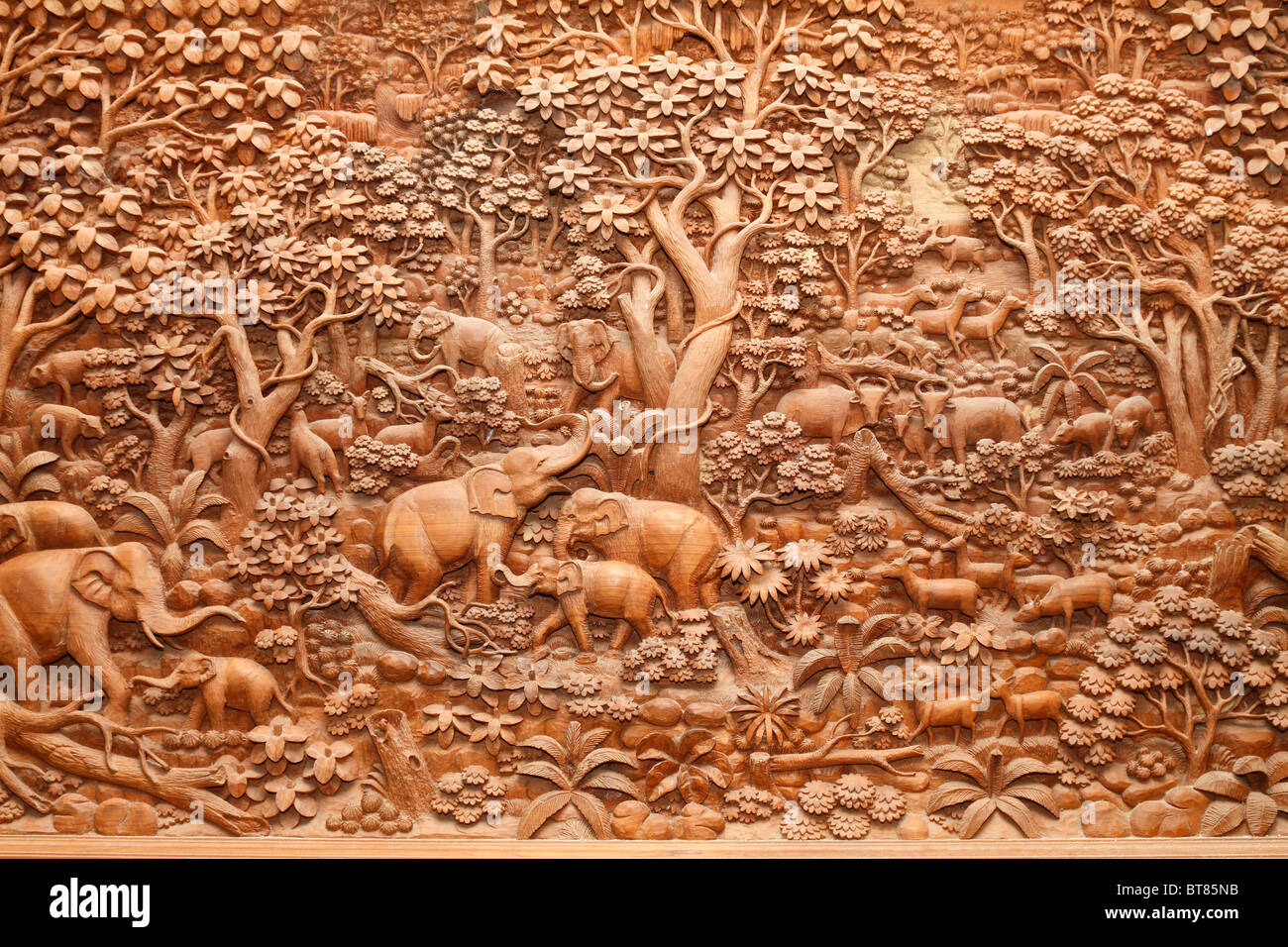 Teak woodwork motif art, Bangkok, Thailand, September 2010 Stock Photo ...