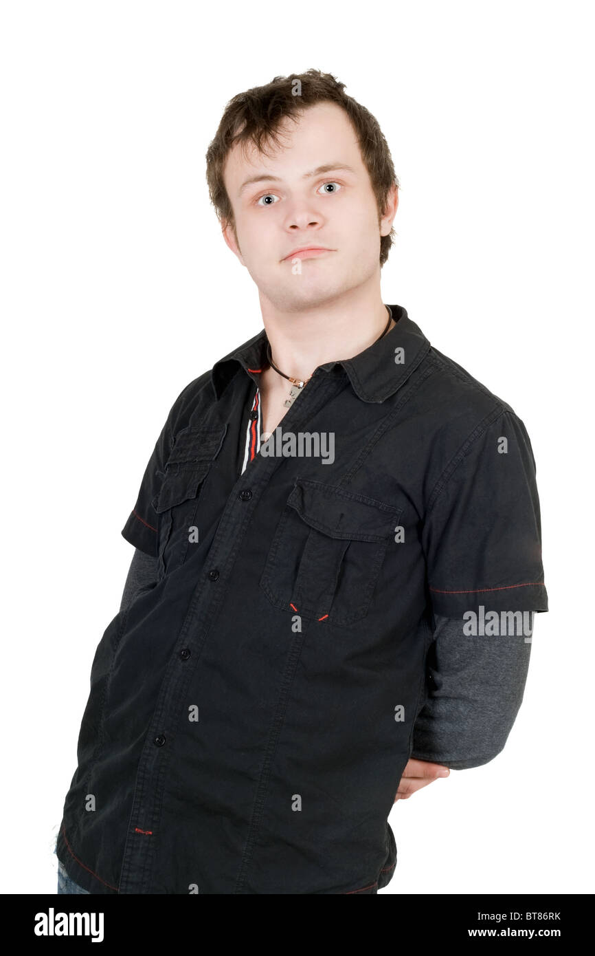 Portrait of the bizarre young man. Isolated on white Stock Photo - Alamy