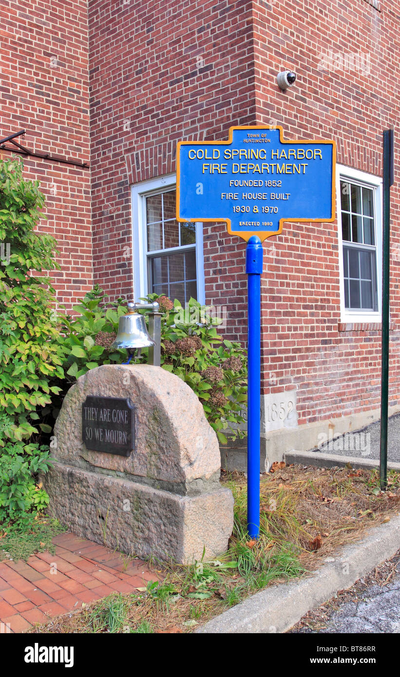 Memorial outside the historic Cold Spring Harbor firehouse, Long Island ...