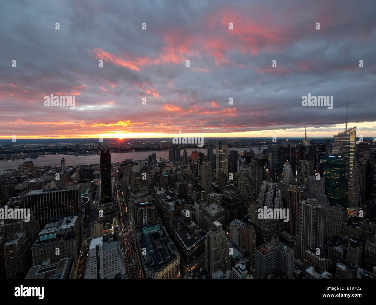 West side night scene from Empire State Building, mid town New York ...