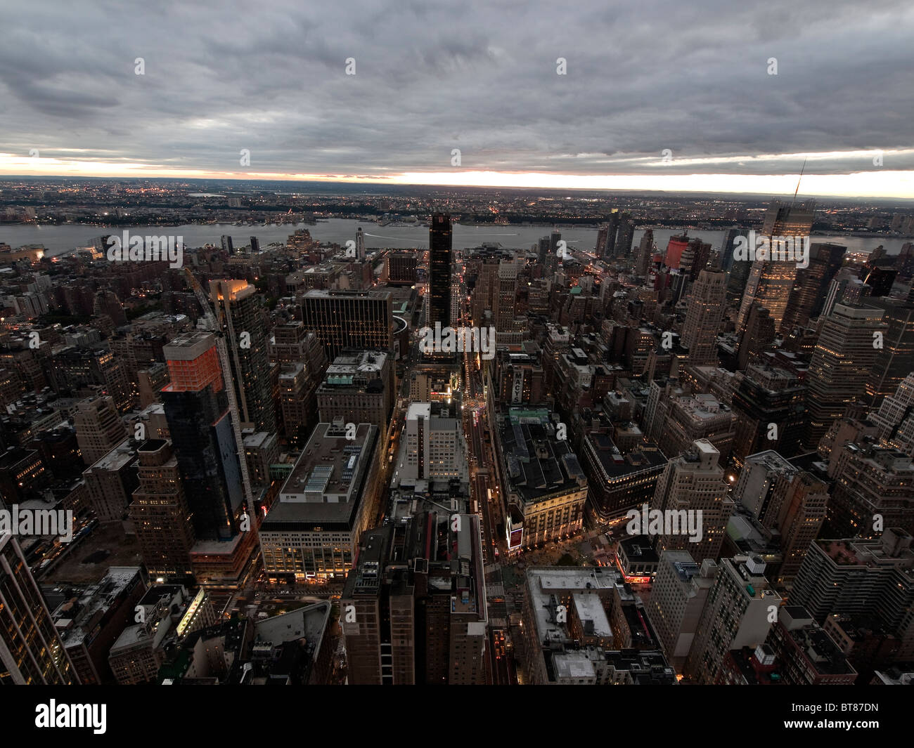 West side night scene from Empire State Building, mid town New York ...