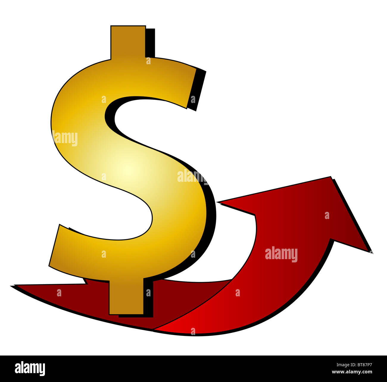 Dollar Sign with arrow Stock Photo - Alamy