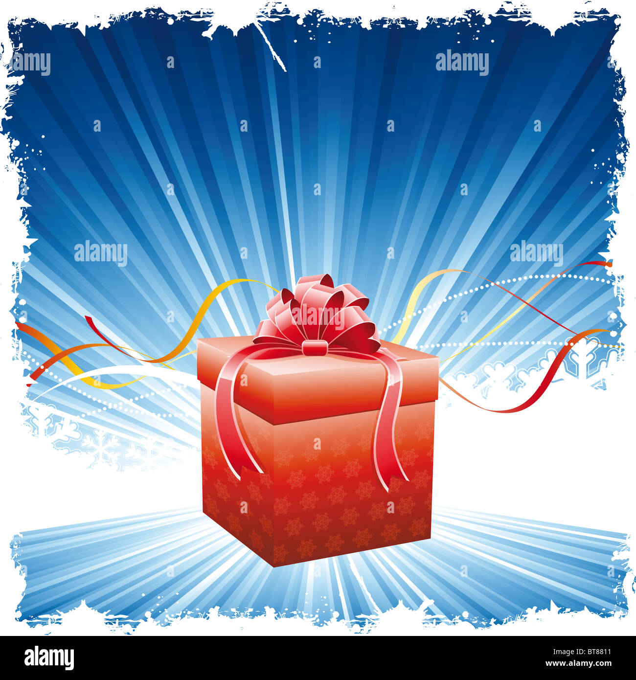 Christmas background with present in the red box Stock Photo - Alamy