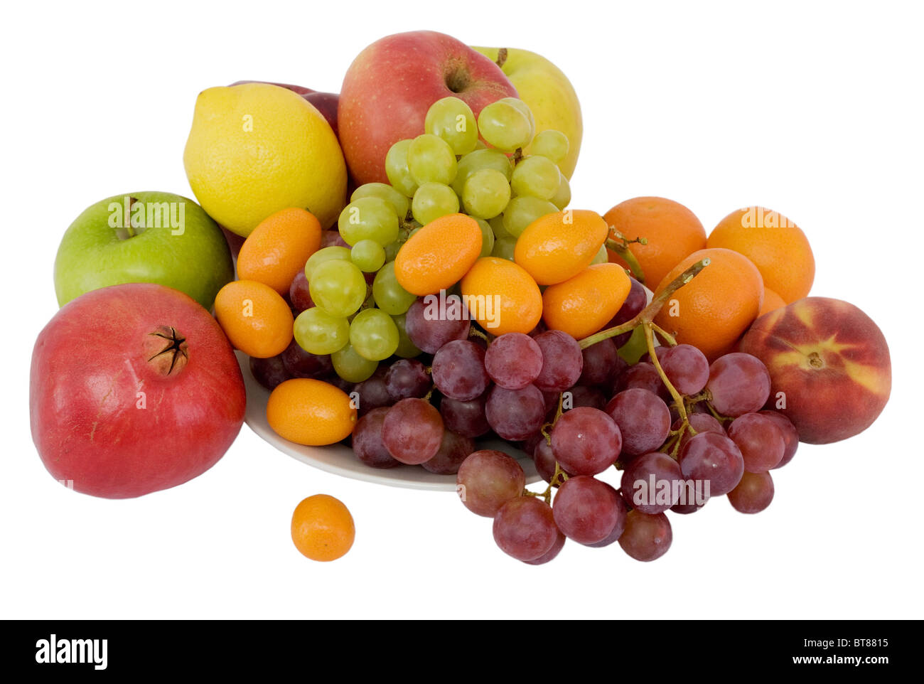 Fruit - kumquat, apple, grapes, peach, lemon, tangerine, pomegranate ...