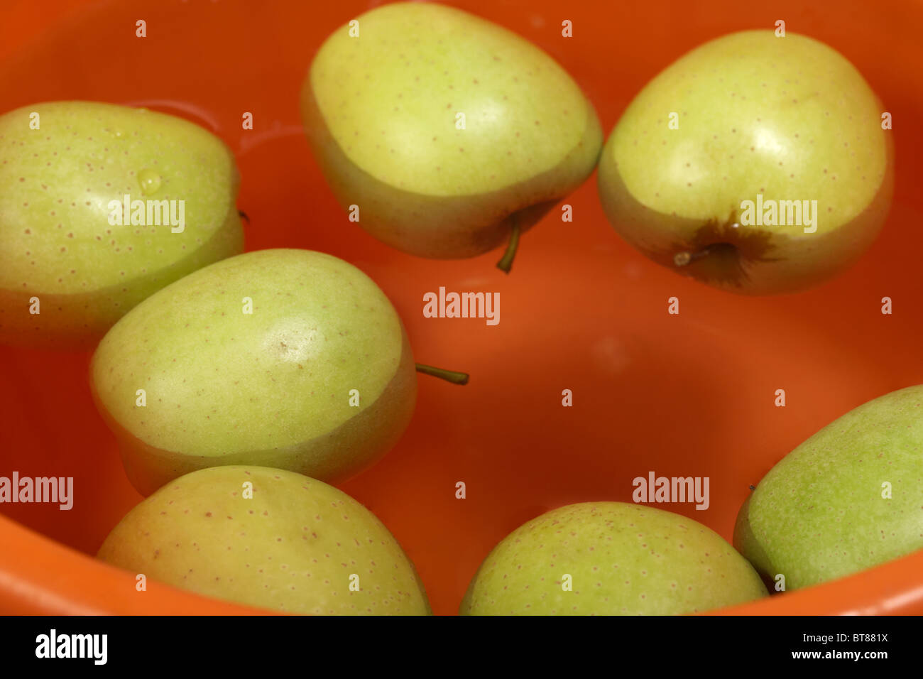 apples floating in a bucket of water traditionally apple bobbing is ...