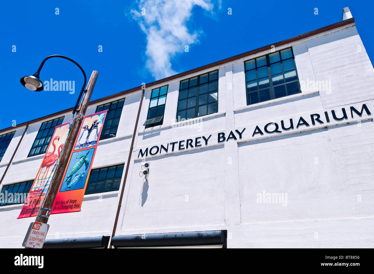Sign and banner at Monterey Bay Aquarium, Monterey, California Stock ...