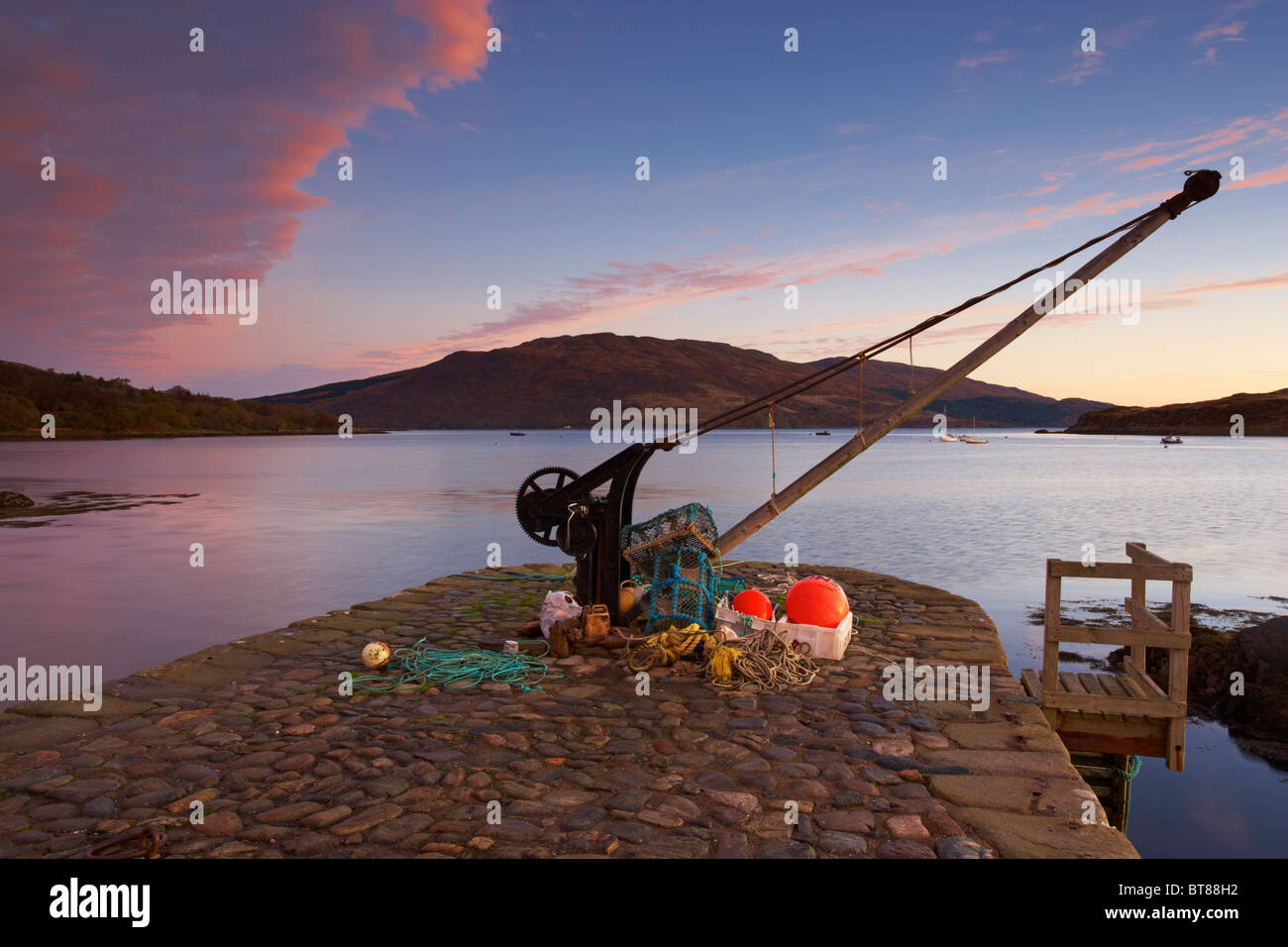 Isleornsay on the Sleat peninsula of the Isle of Skye on a beautiful ...