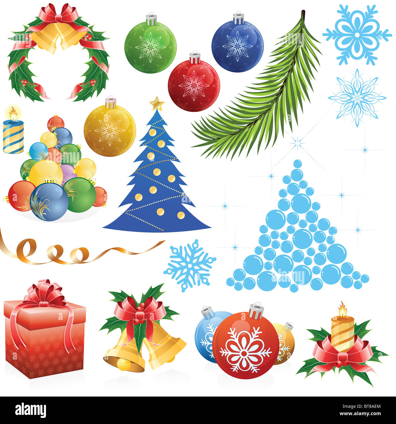 Christmas elements of design isolated on white Stock Photo - Alamy