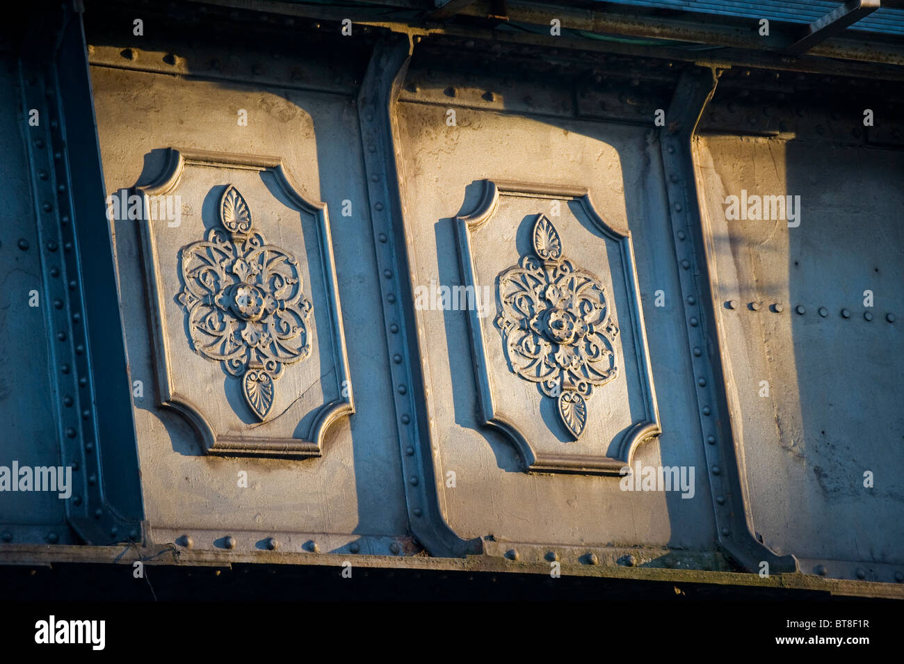 Wrought iron moldings on railway bridge in Dublin Ireland Stock Photo ...